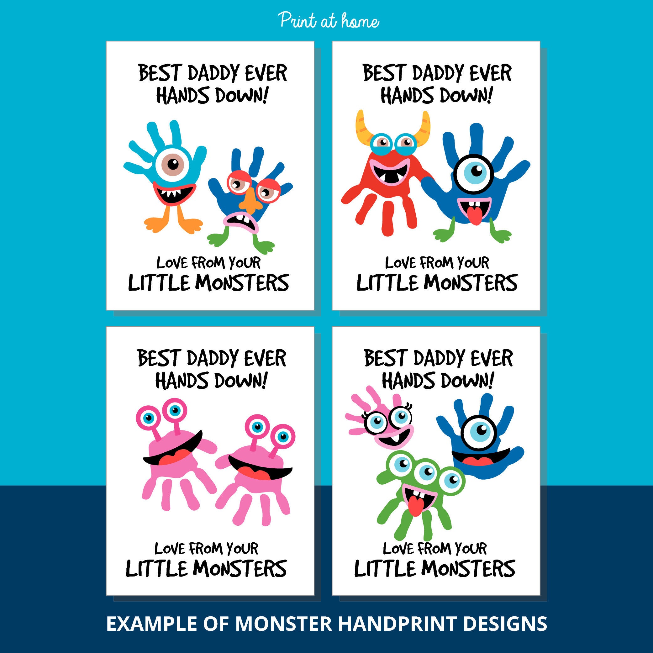 Fathers Day Handprint Poster. Little Monsters Design. DOWNLOAD A4 to ...
