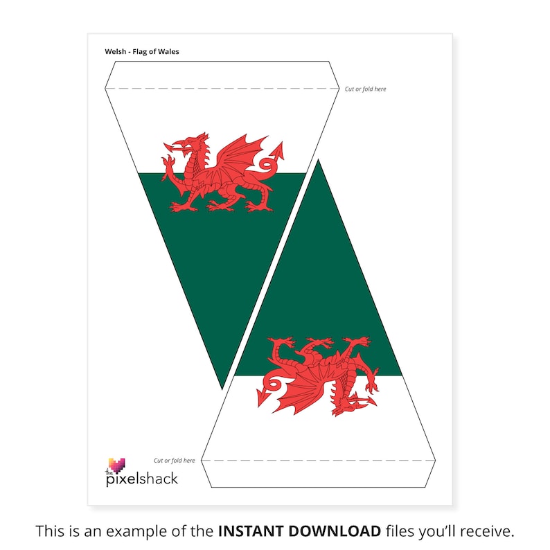 Welsh Flag of Wales Dragon. DIY Printable Party Banner Bunting. Instant ...