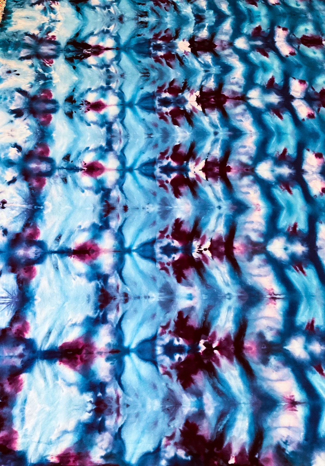 Ice Dyed Cotton Fabric Yard in Blue and Purple. Aurora Design Tie Dye ...