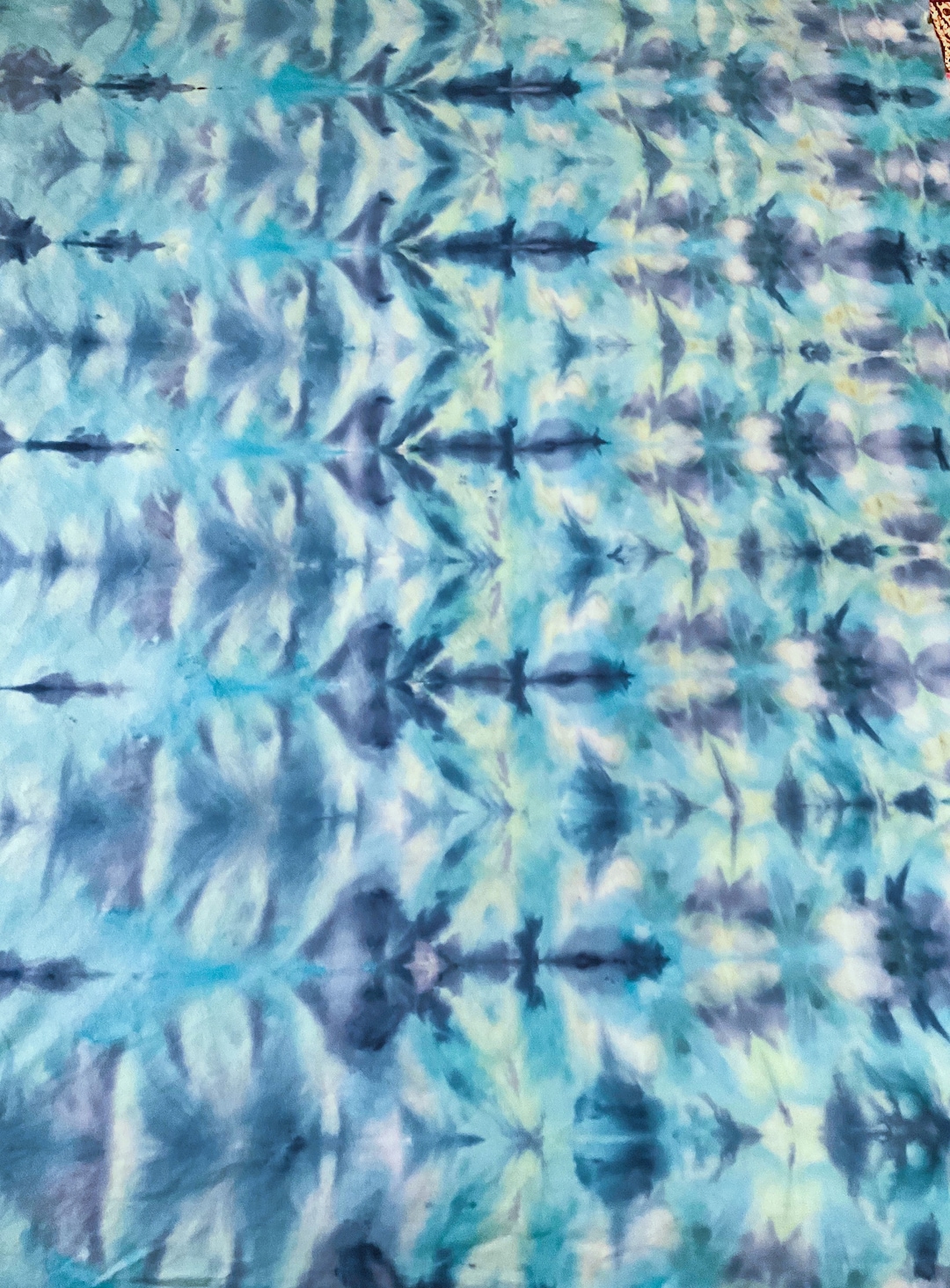 Ice Dyed Cotton Fabric Yard in Light Blue and Turquoise Aurora Design ...