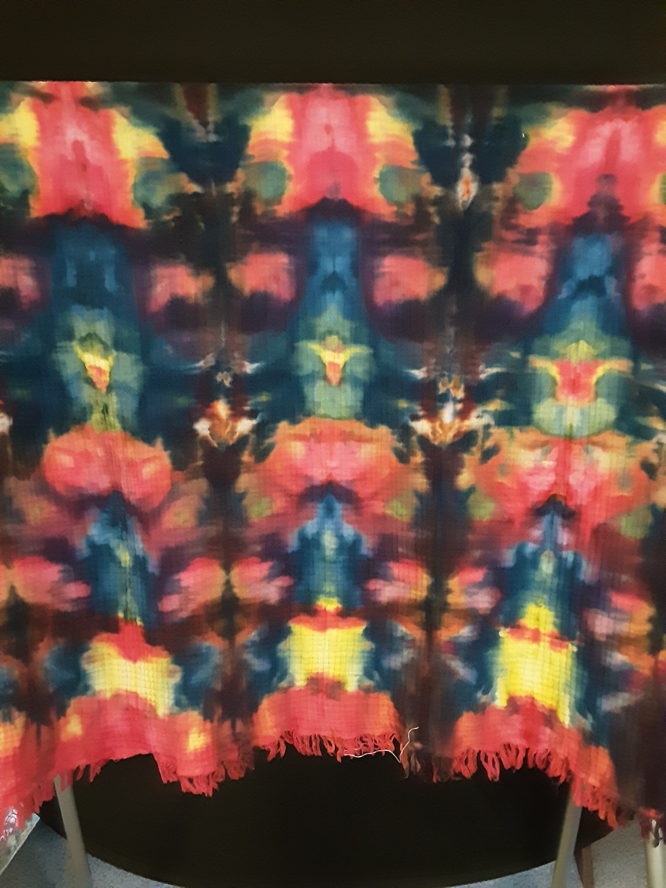 Ice Dye Lap Throw in Red, Yellow, and Blue Aurora Design. 55x60 Inch ...