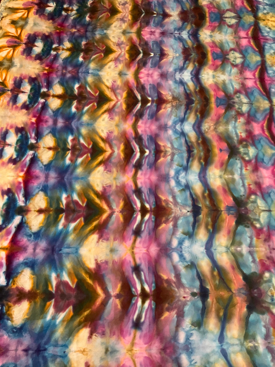 Ice Dyed Cotton Fabric Yard in Pink, Blue, and Yellow. Aurora Design ...
