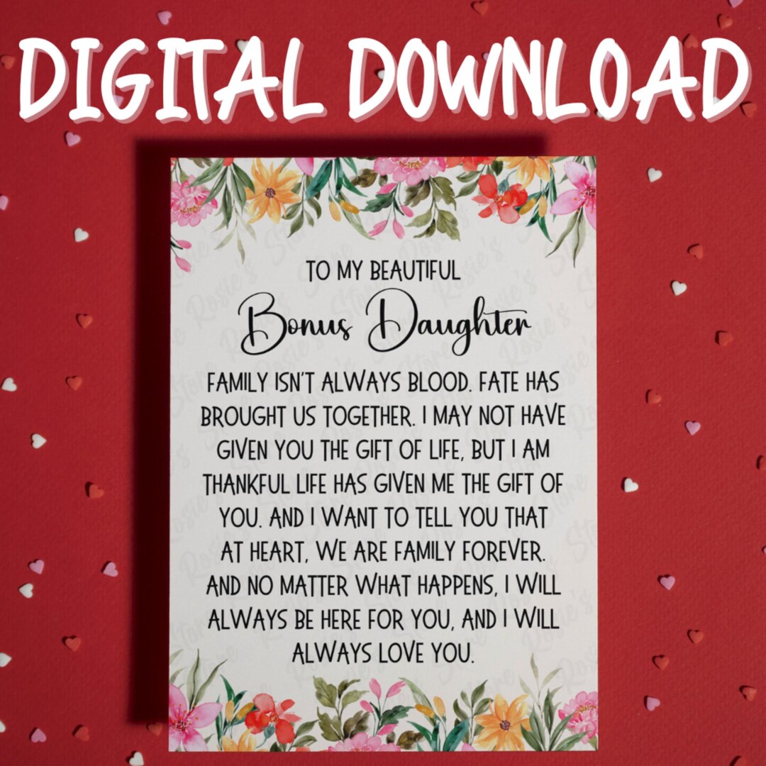 Card for Bonus Daughter Birthday Christmas Gift Ideas for Stepdaughter ...