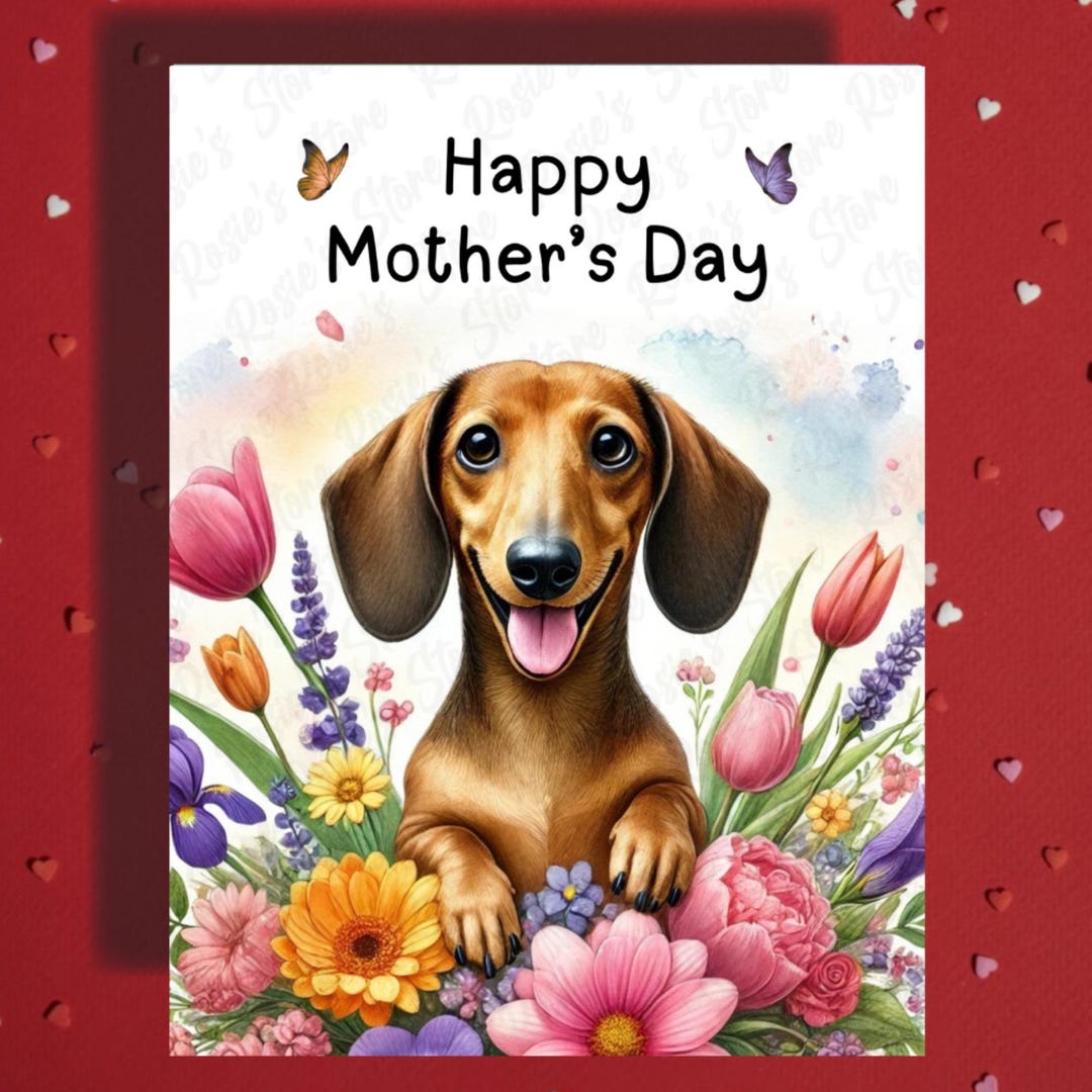 Mother's Day Greeting Card Dachshund Dog Pet Lover Illustrated Cards ...