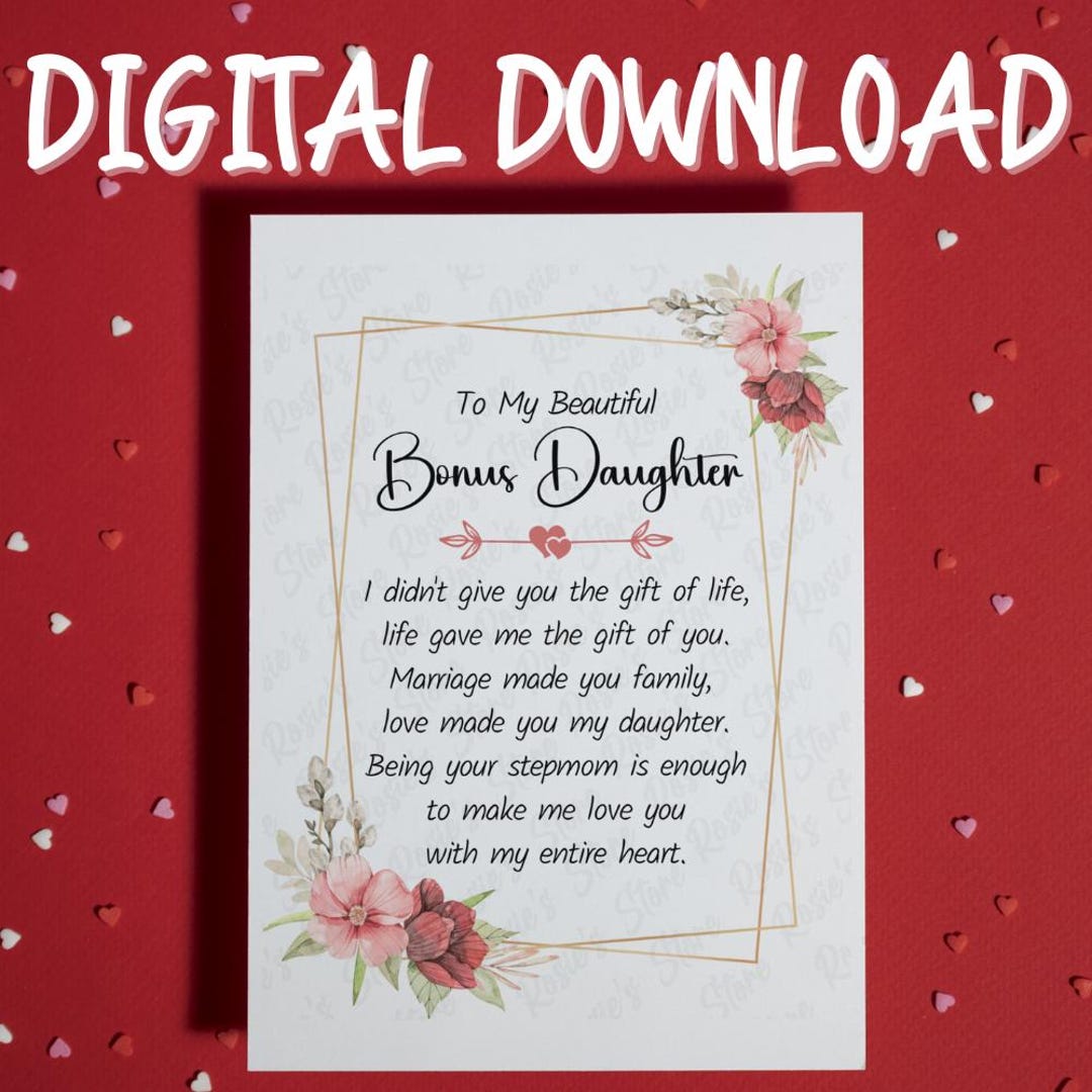 Bonus Daughter Birthday Card • Printable Card • Digital Download • Card ...