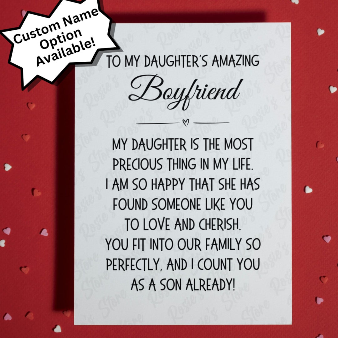 Daughter's Boyfriend Gift Greeting Card for Daughters Boyfriend ...