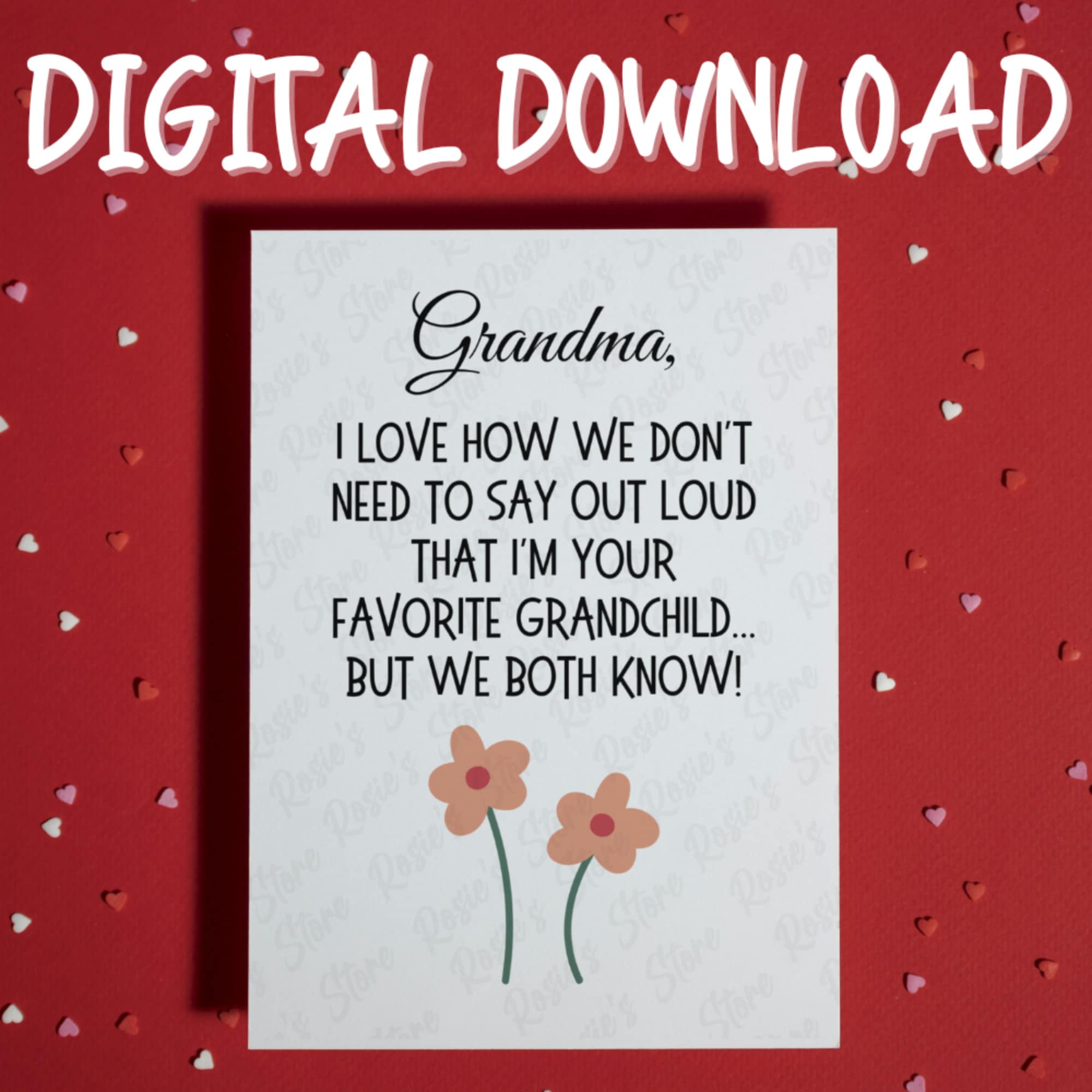 Funny Gift for Grandma Printable Card for Grandmother Birthday Gift for ...
