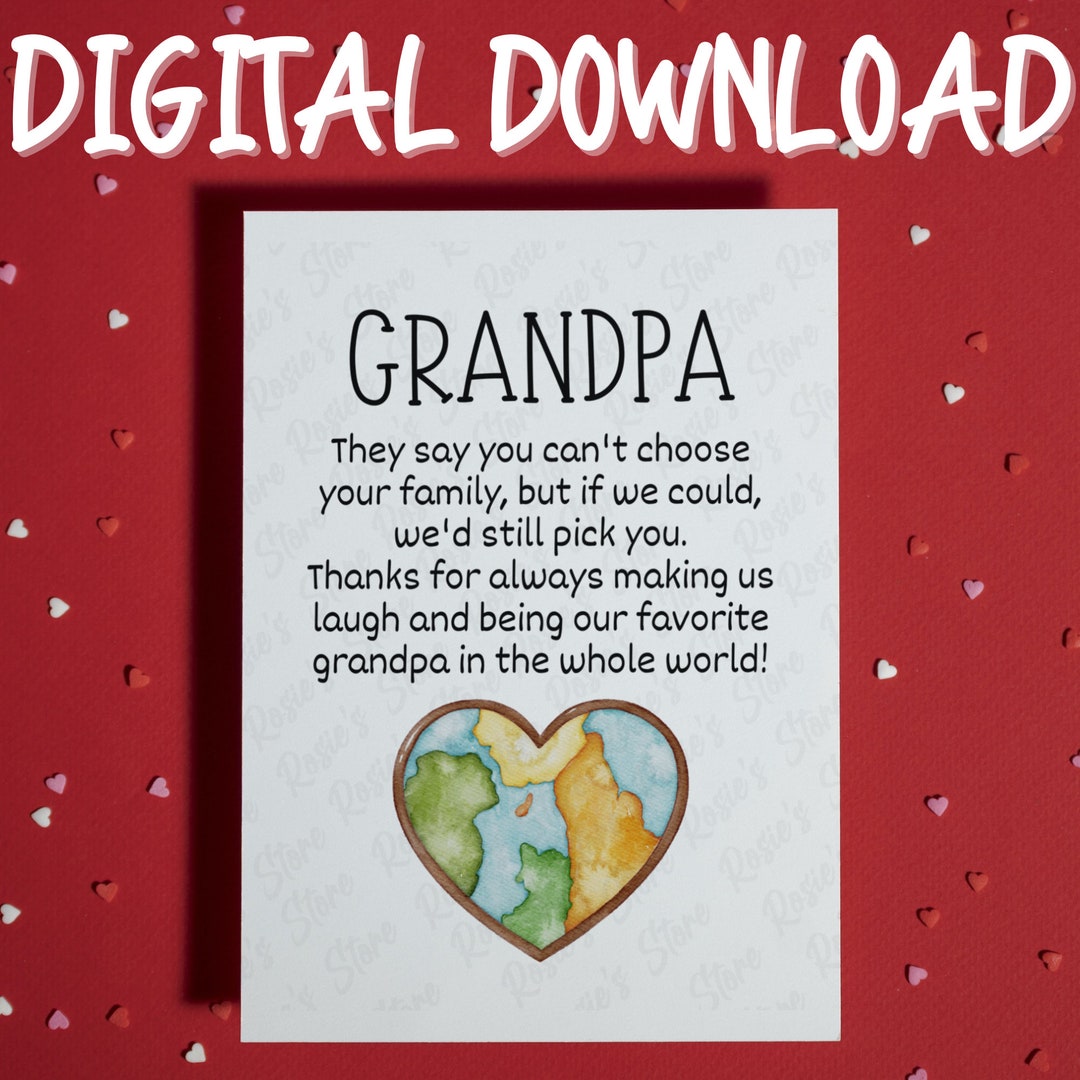 Gift for Grandpa Printable Card Digital Download Greeting Card for ...