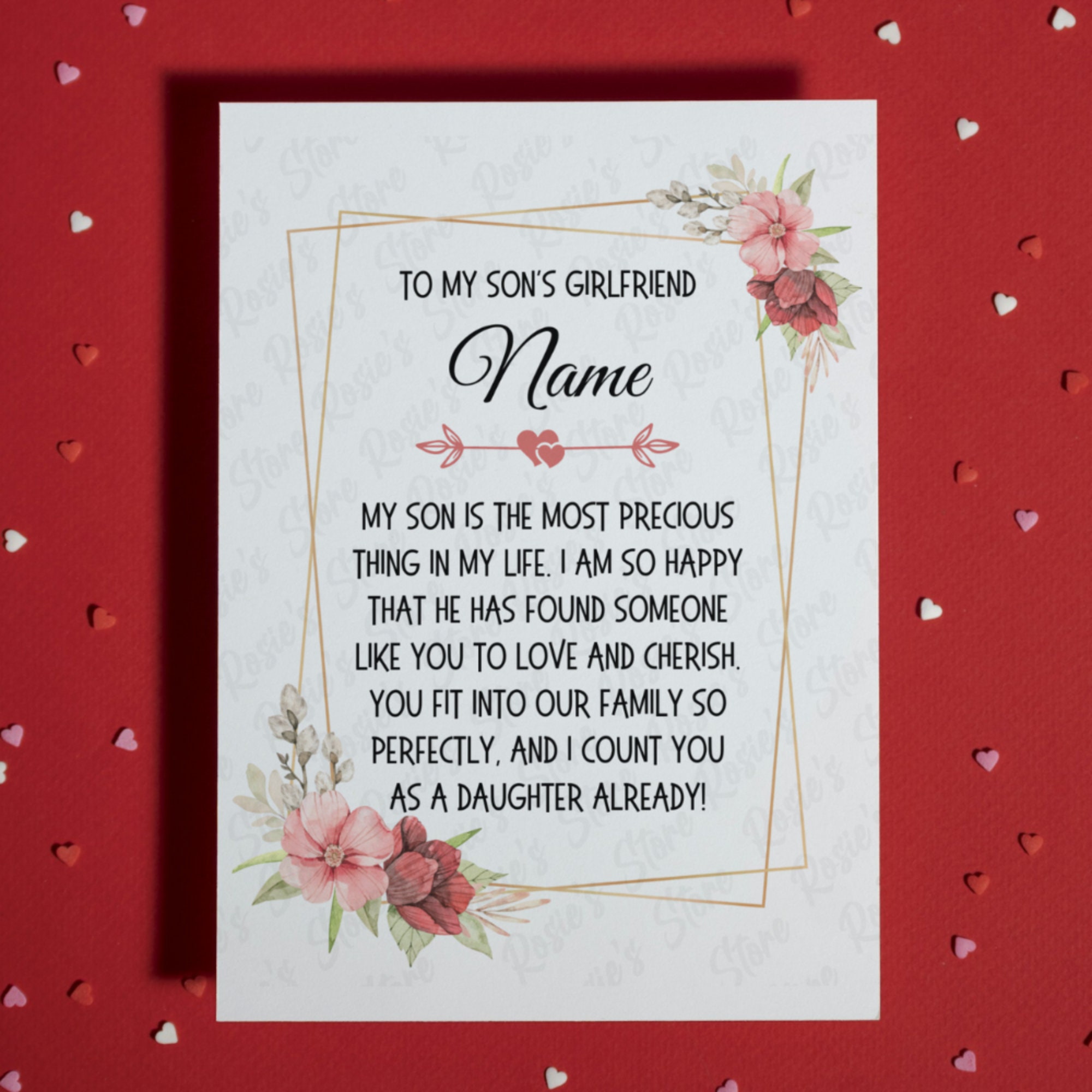 Gift for Sons Girlfriend Birthday Greeting Card Son's Girlfriend ...