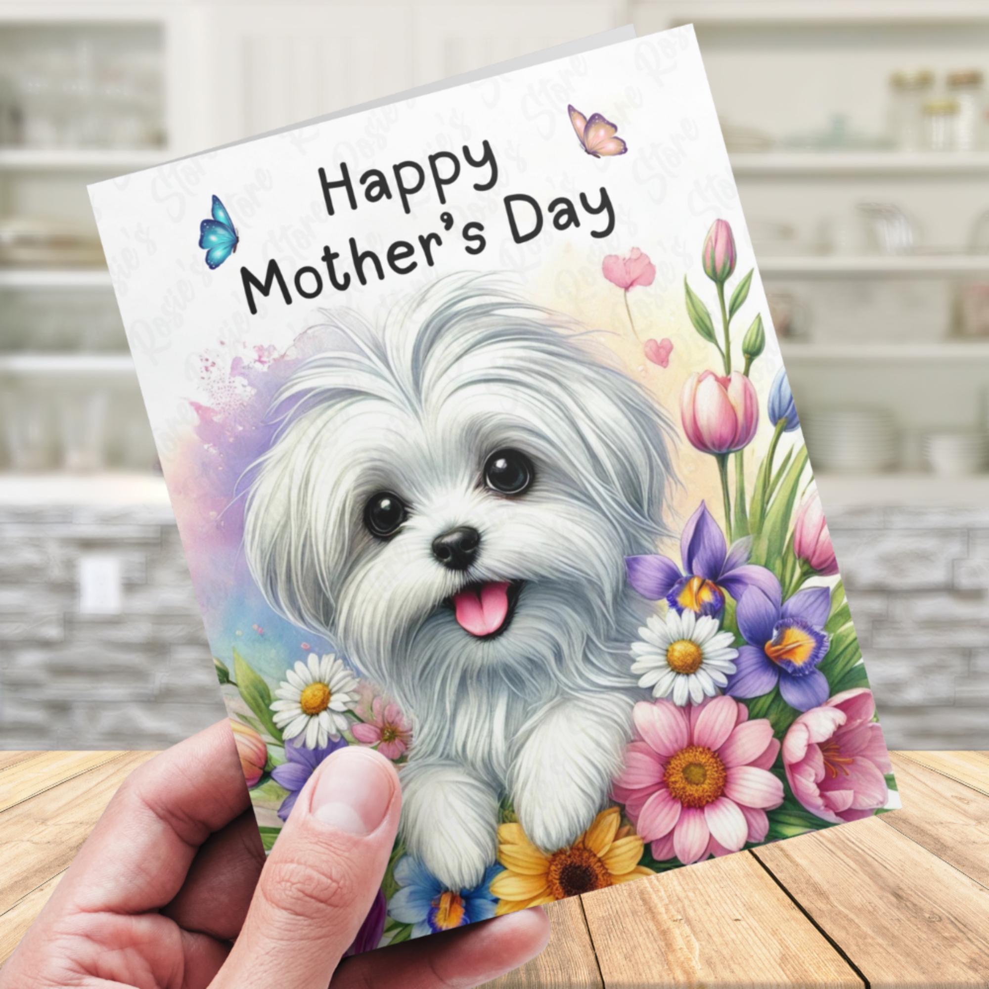Mother's Day Printable Card Digital Download Maltese Dog Pet Lover ...