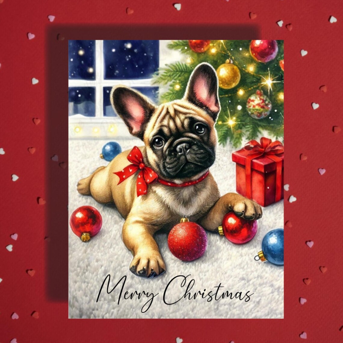 Merry Christmas Happy Holidays Greeting Card French Bulldog Dog Pet ...