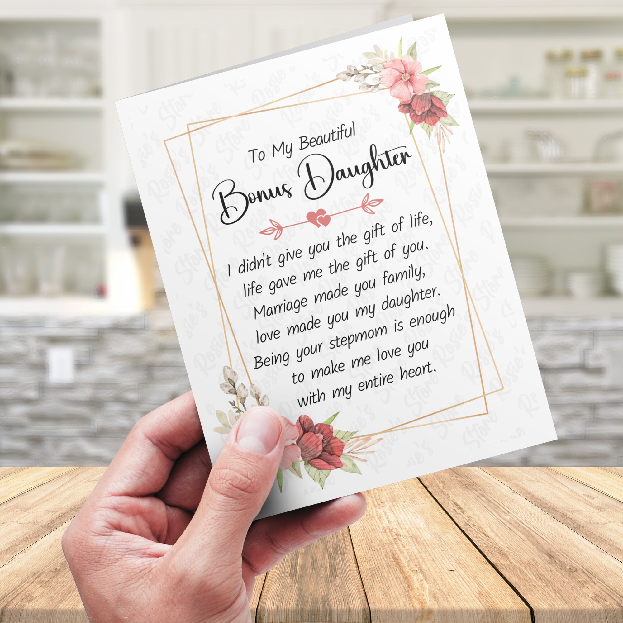 Bonus Daughter Card • Blank Greeting Card • Card Stepdaughter ...