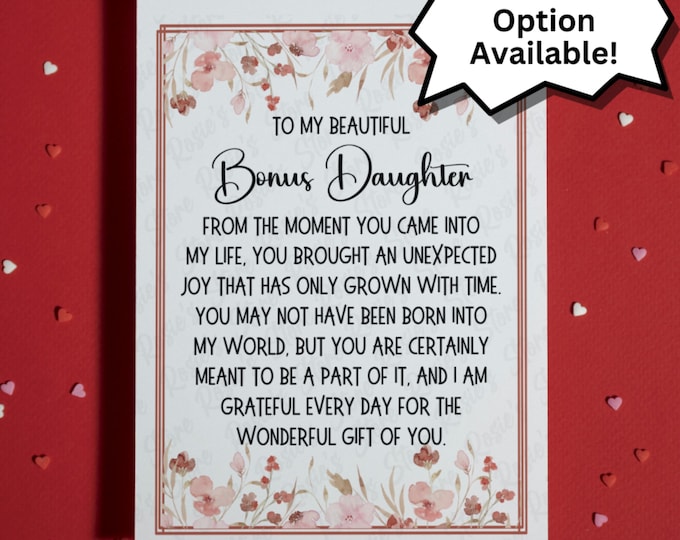 Bonus Daughter Card • Blank Greeting Card • Card Stepdaughter ...