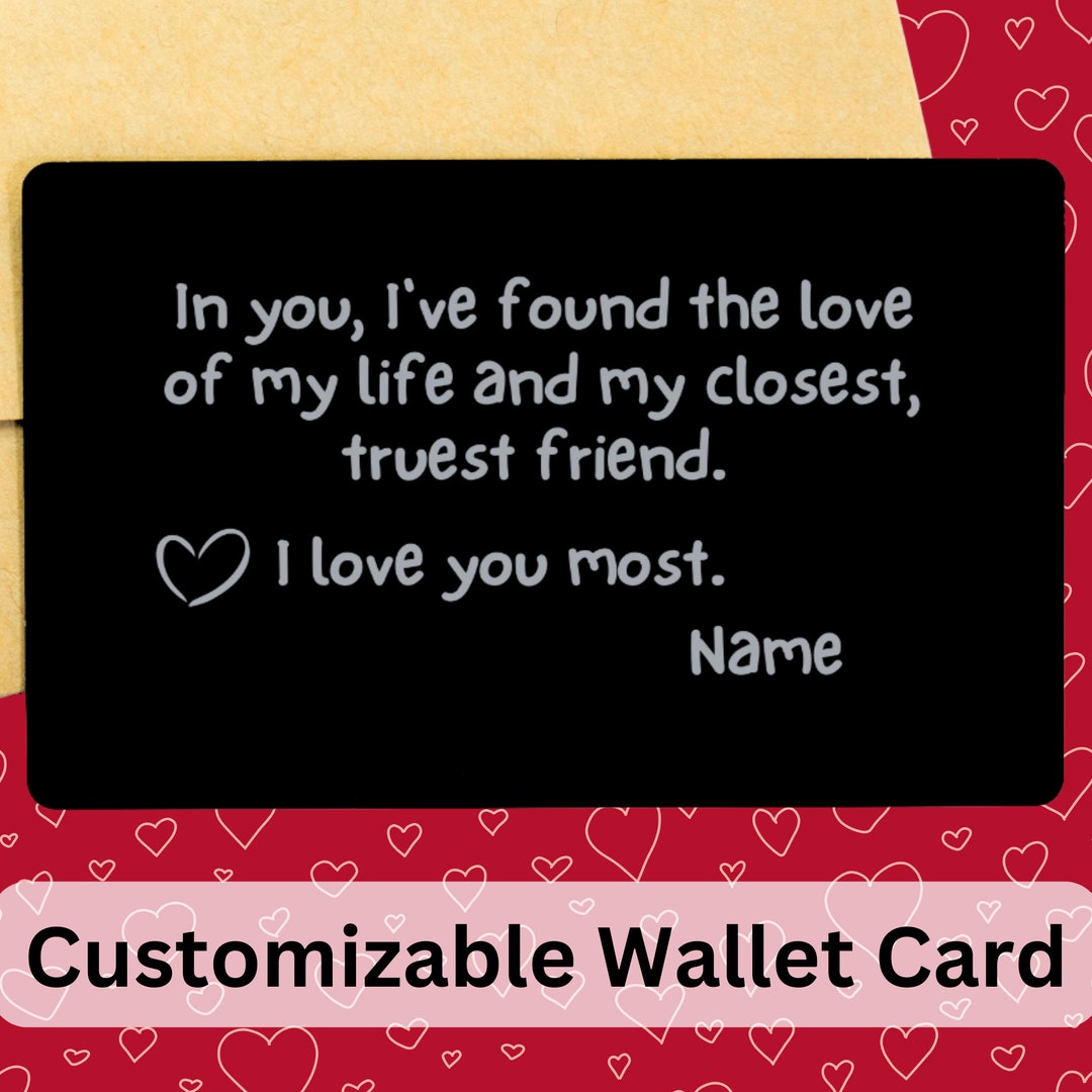 Personalized Engraved Wallet Card Love Note • Personalized Gift ...
