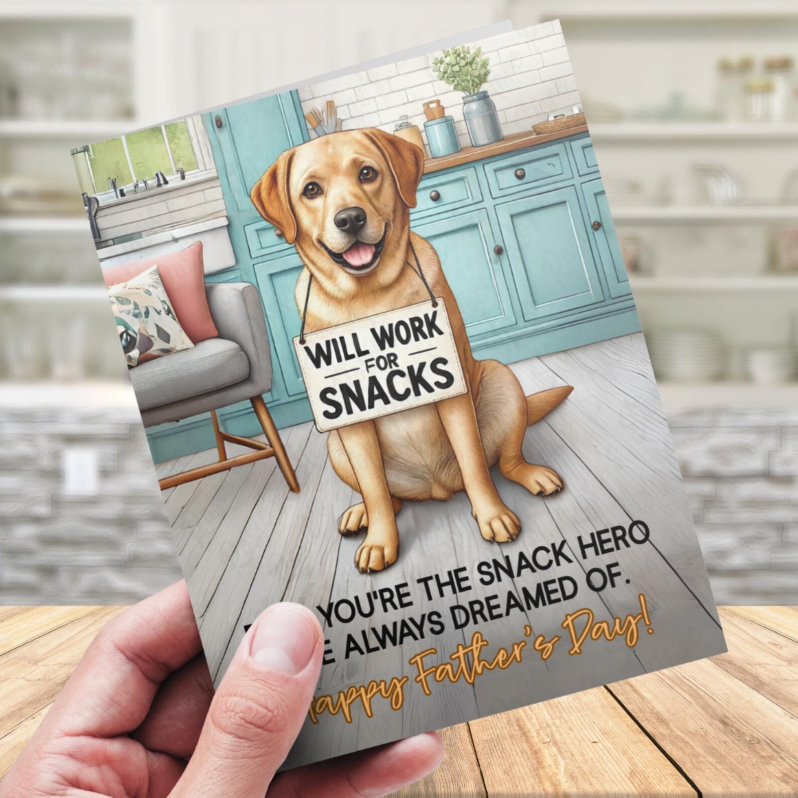Father's Day Greeting Card Labrador Retriever Dog Pet Lover Illustrated ...