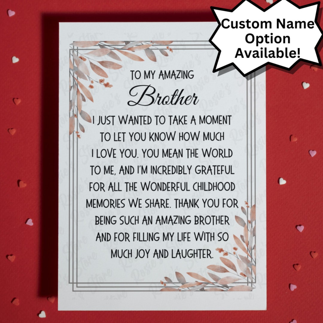 Custom Card for Brother Greeting Card Little or Big Brother Gift Ideas ...