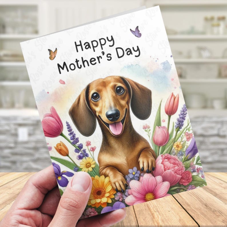 Mother's Day Printable Card Digital Download Dachshund Dog Pet Lover ...