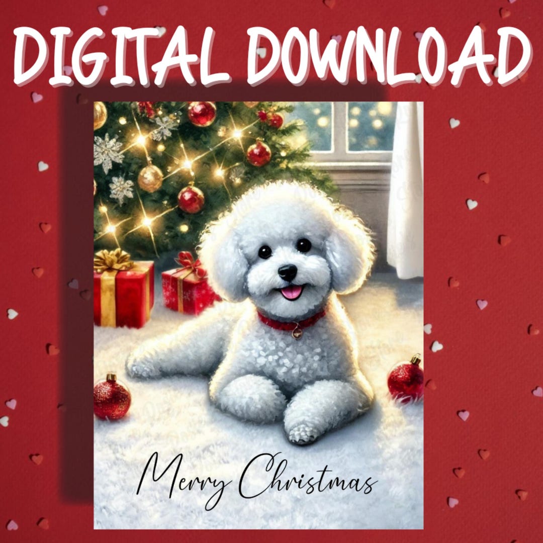 Bichon Frise Christmas Card Printable | Merry Christmas Dog Card ...