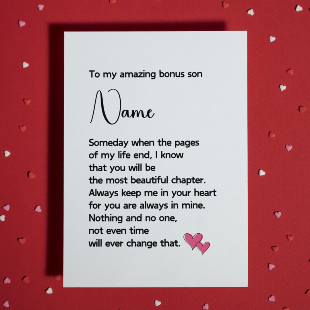 Bonus Son Gift Stepson Card Blank Greeting Card Birthday Gift for Bonus ...