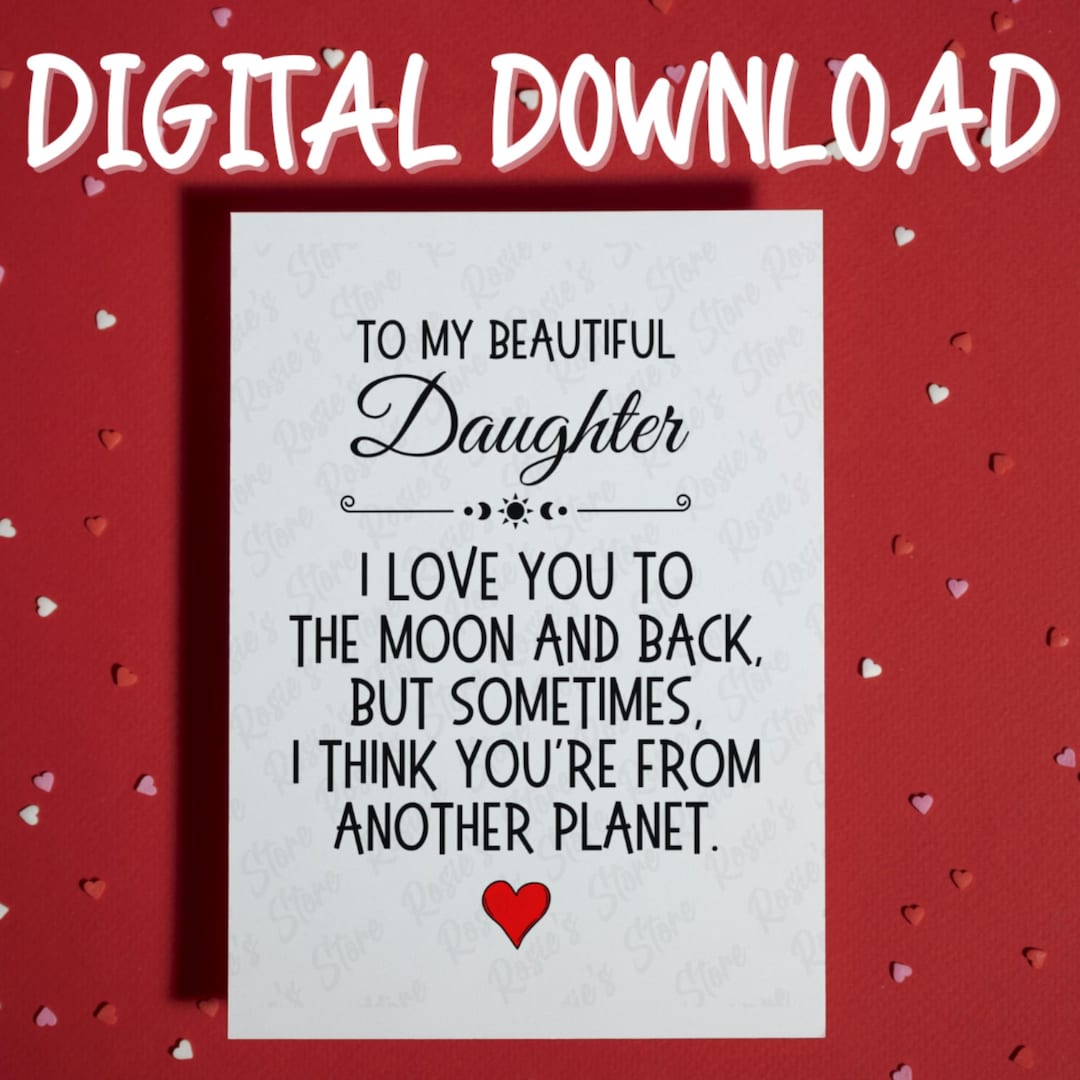 Daughter Gift From Mom or Dad Funny Printable Card for Daughter Digital ...