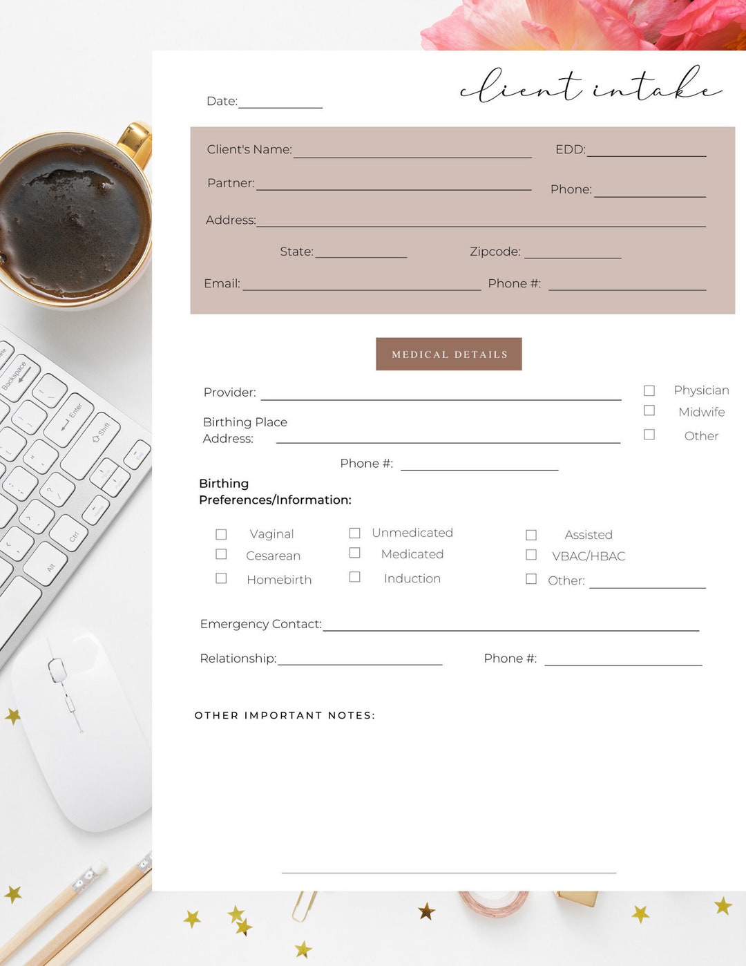 Doula Client Intake Form/template - Etsy