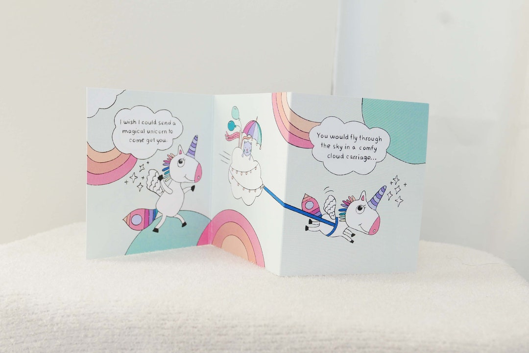 Unicorn Zine Card, Miss You Card - Etsy