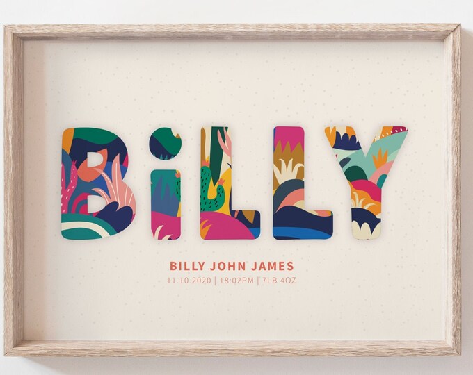 NAME PRINT Personalized Name Print Nursery Name Print - Etsy