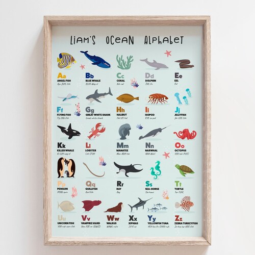 Ocean Animal Alphabet Print Under the Sea Sea Creatures - Etsy