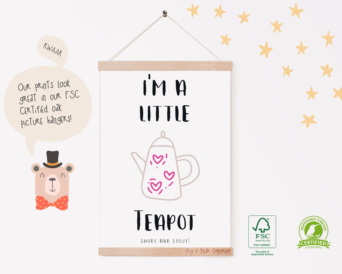 Nursery Rhyme Print I'm A Little Teapot Poems For | Etsy