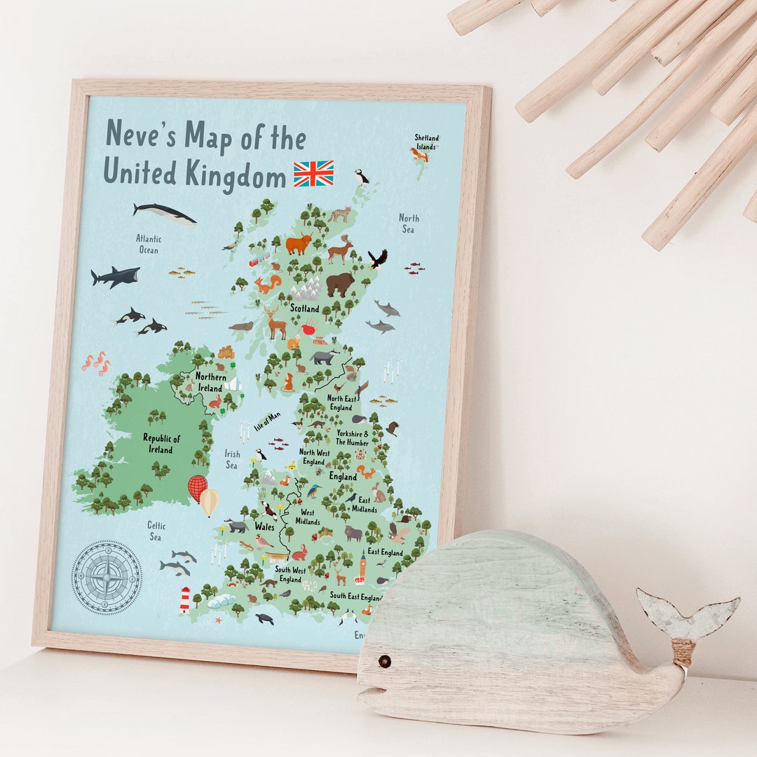 BRITISH ISLES Map | Personalised Kids Bedroom Map UK | United Kingdom ...