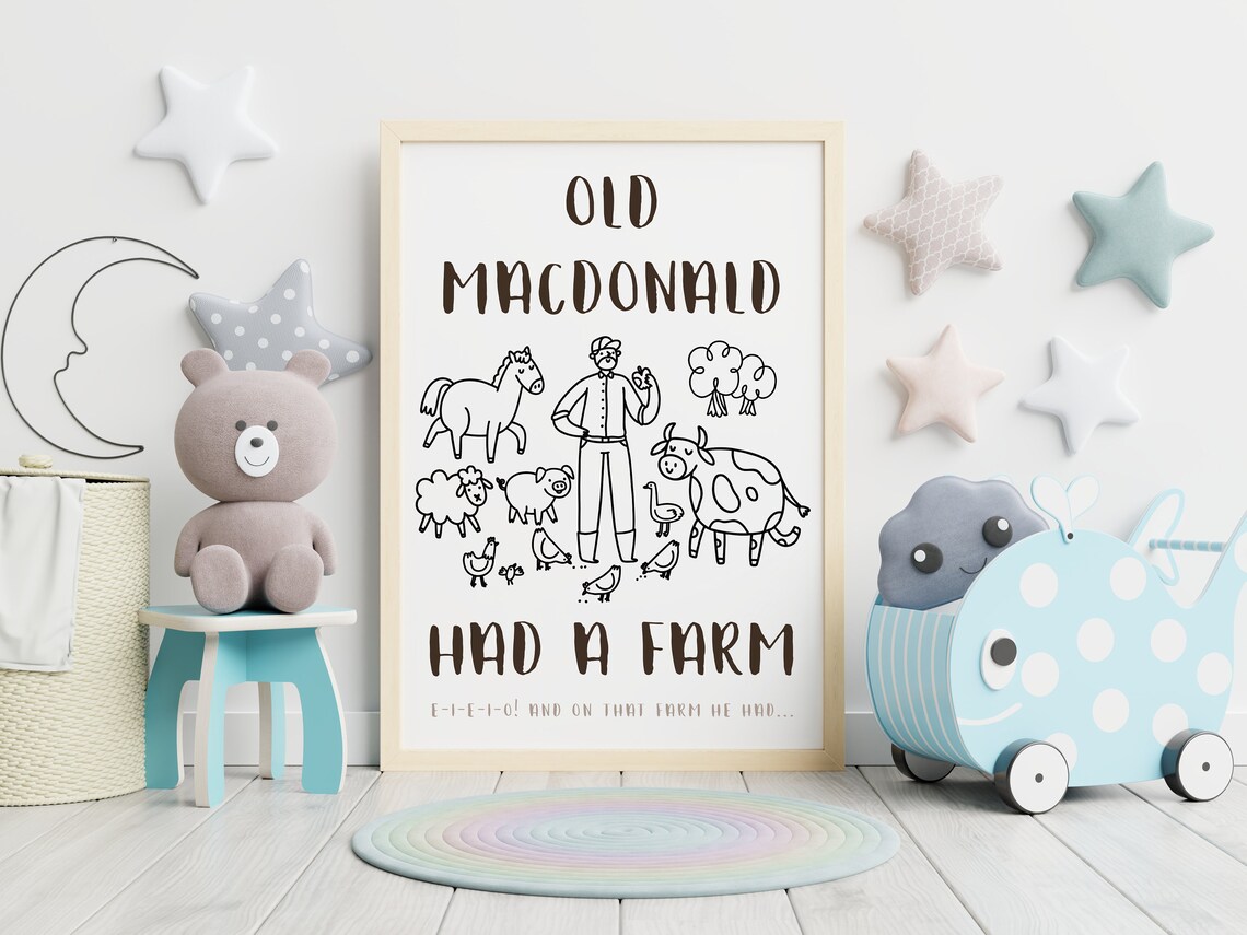 Nursery Rhyme Print Old Macdonald Had A Farm Poems for - Etsy UK