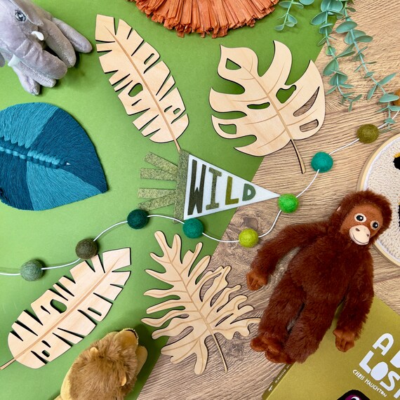 Safari Leaves Wooden Jungle Leaves Wooden Tropical Leaves - Etsy