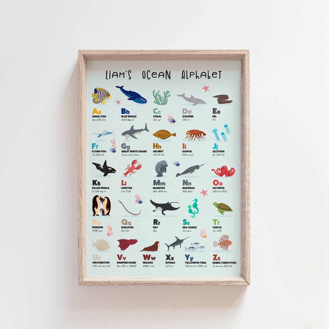 Ocean Animal Alphabet Print | Under the Sea | Sea Creatures Poster ...
