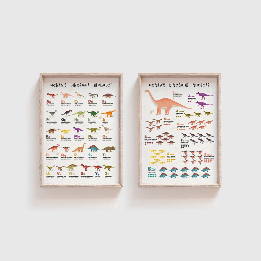 DINOSAUR Alphabet and Numbers Set | Alphabet and Numbers Nursery Art ...