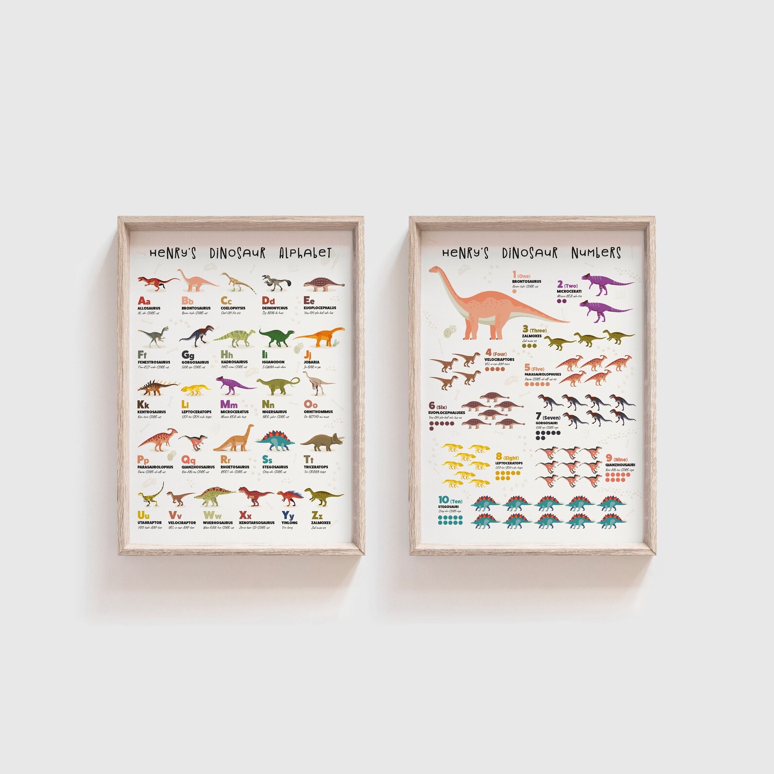 DINOSAUR Alphabet and Numbers Set Alphabet and Numbers - Etsy