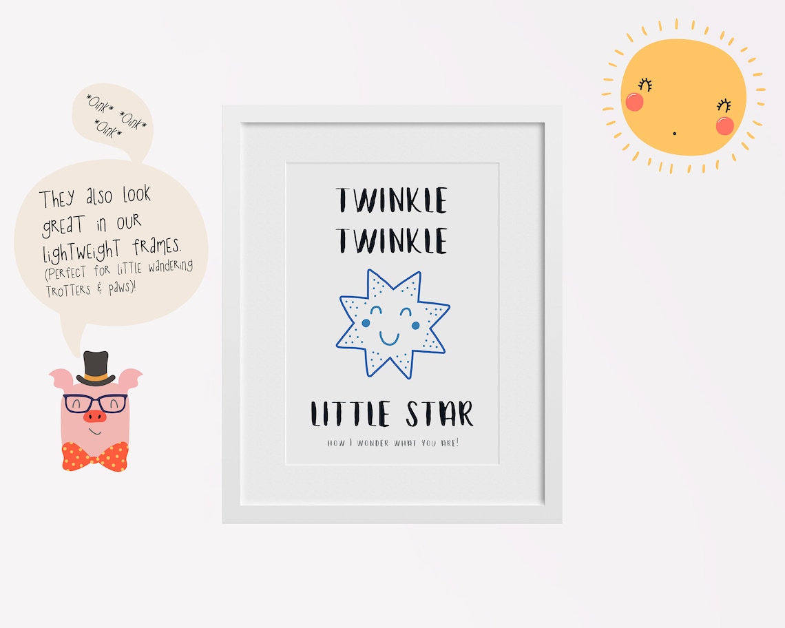 Nursery Rhyme Print Twinkle Twinkle Little Star Poems For | Etsy