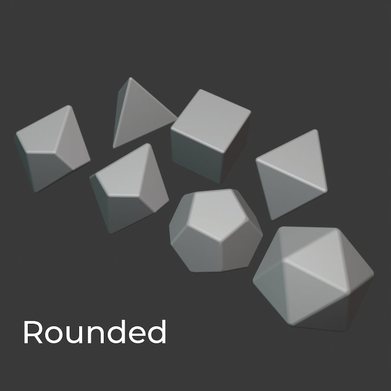 Rounded-edged Blank Polyhedral Dice Set Stls - Etsy