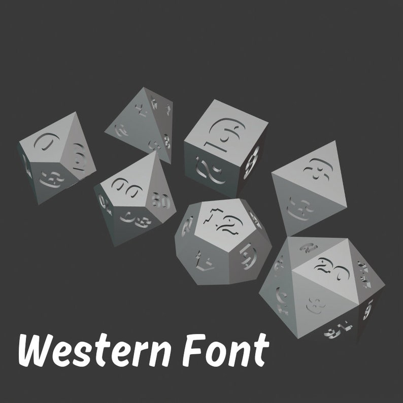 Western Font Sharp Polyhedral Dice Set Stls - Etsy