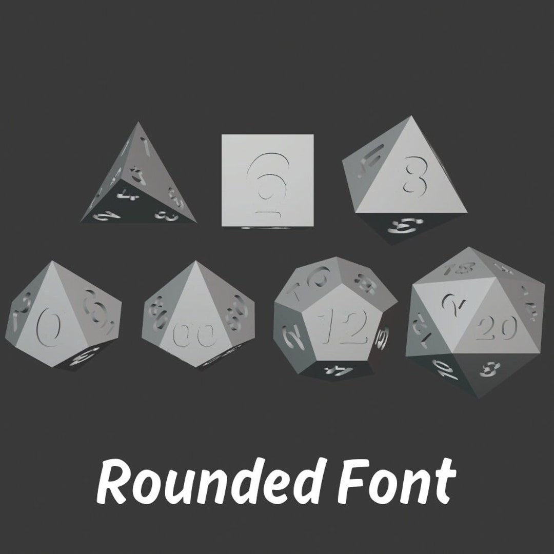 Rounded Font Sharp Polyhedral Dice Set Stls - Etsy