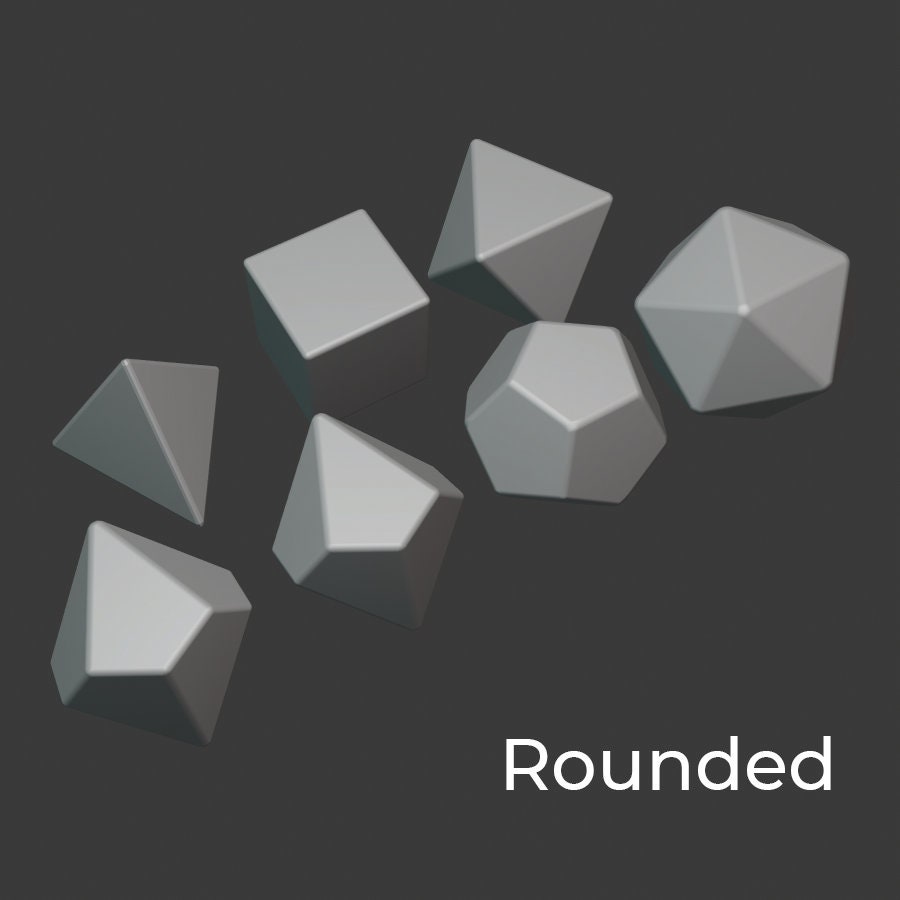 Rounded-edged Blank Polyhedral Dice Set Stls - Etsy