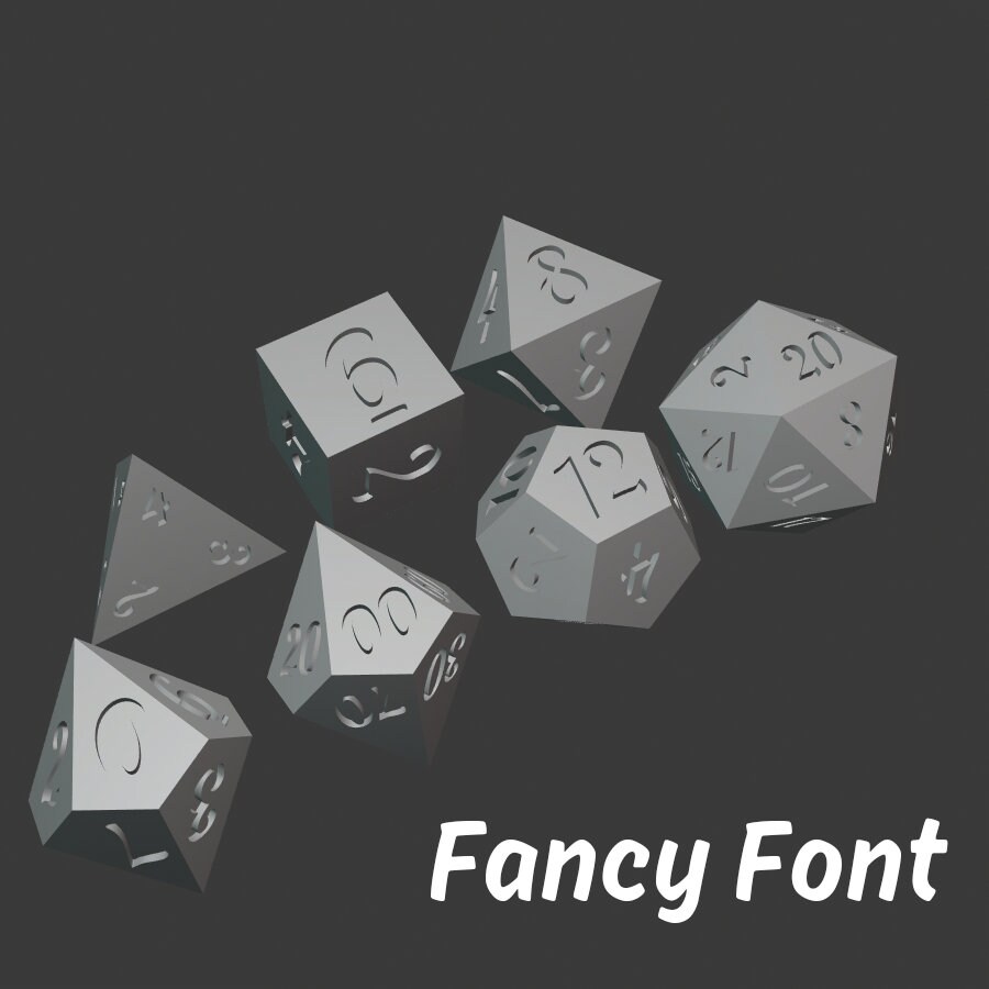 Fancy Font Sharp Polyhedral Dice Set Stls - Etsy