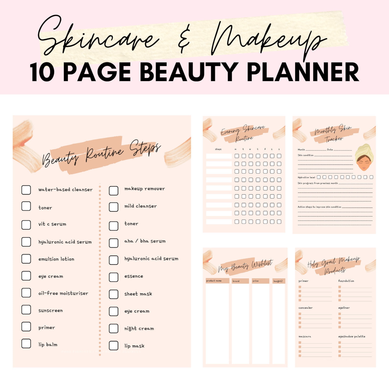 Beauty Planner | Skin Care Routine | Beauty Journal | Beauty Organiser ...