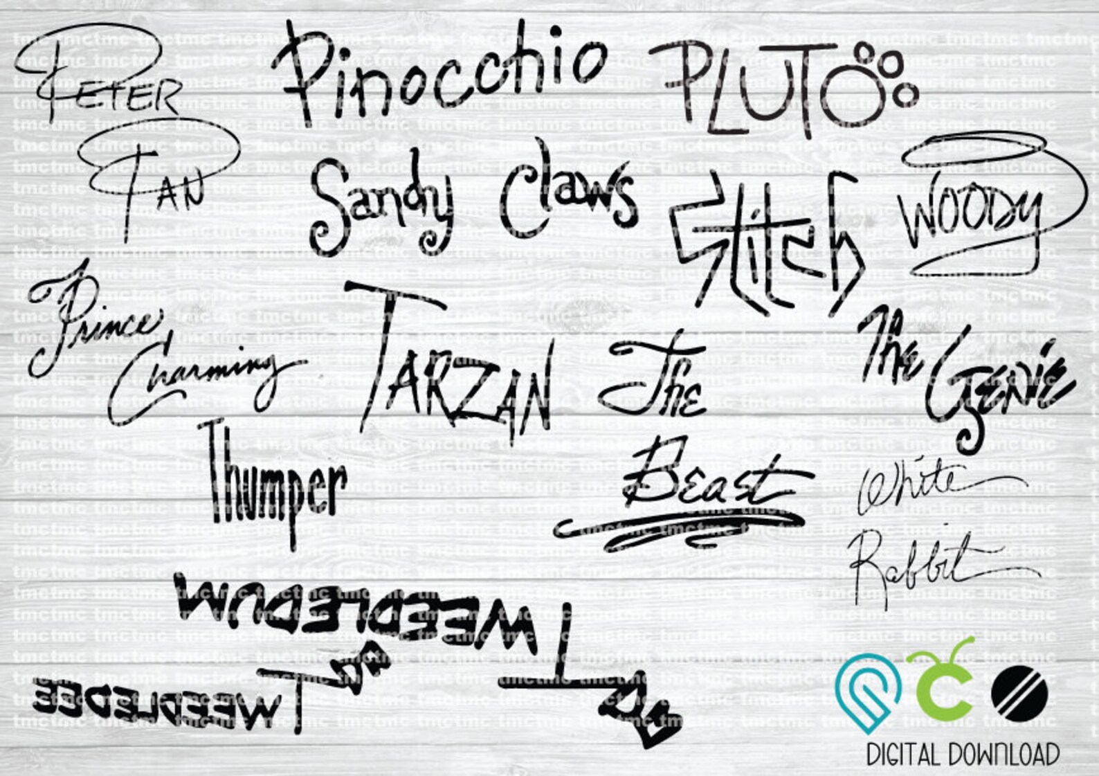 Over 50 Character Autographs SVG PNG Sublimation Princess - Etsy