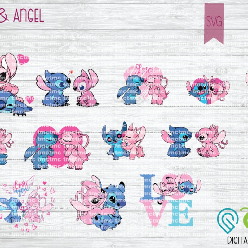 Stitch and Angel Hugging - Etsy