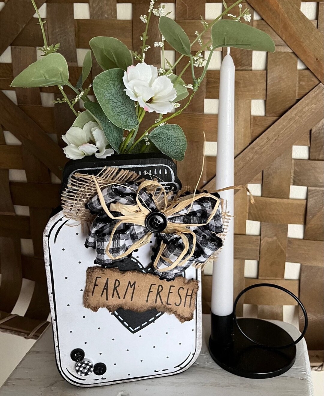 Farmhouse Decor Wooden Mason Jar Shelf Sitter Farm Fresh - Etsy