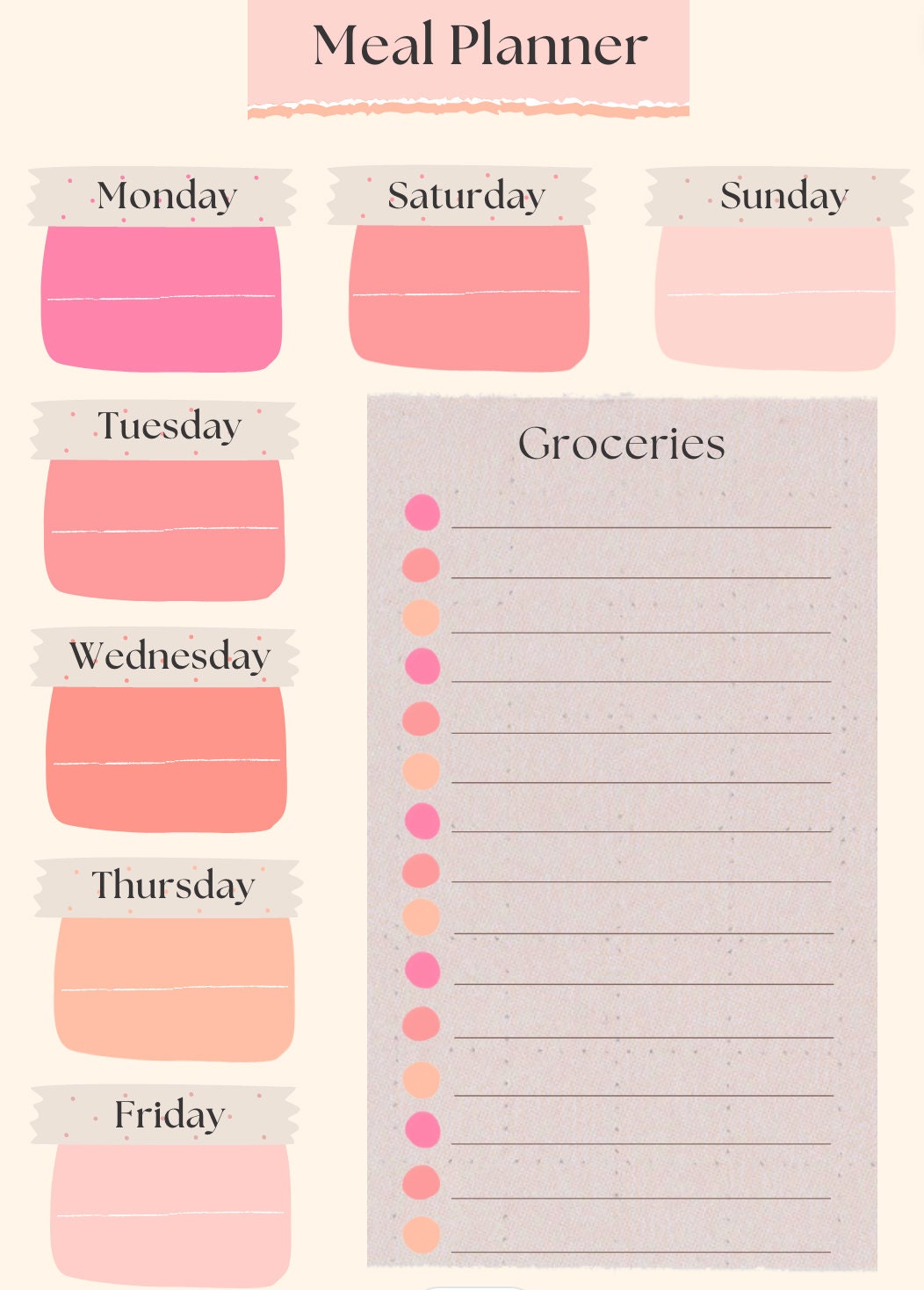 Meal Planner Printable Template - Etsy