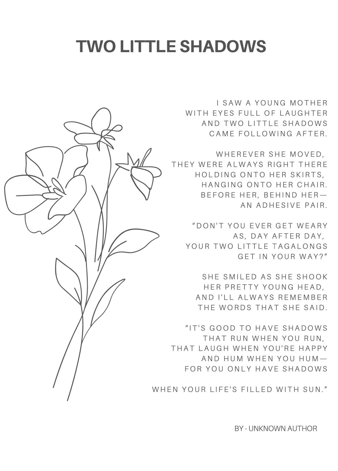 Two Little Shadows A Poem About Motherhood Printable - Etsy