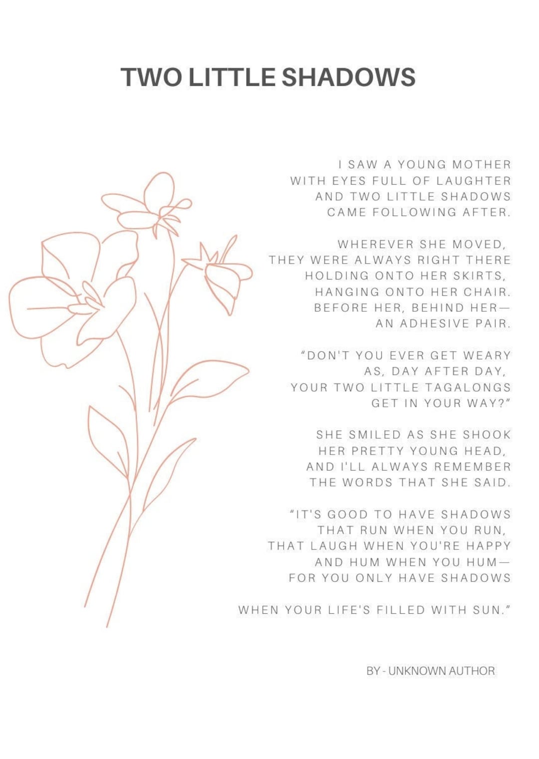 Two Little Shadows A Poem About Motherhood Printable - Etsy