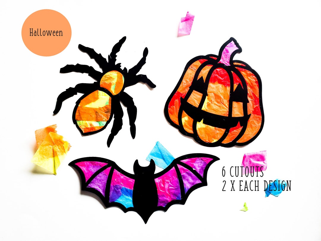 Halloween-suncatcher Kit-kids Craft Kit Stained Glass Tissue Paper ...