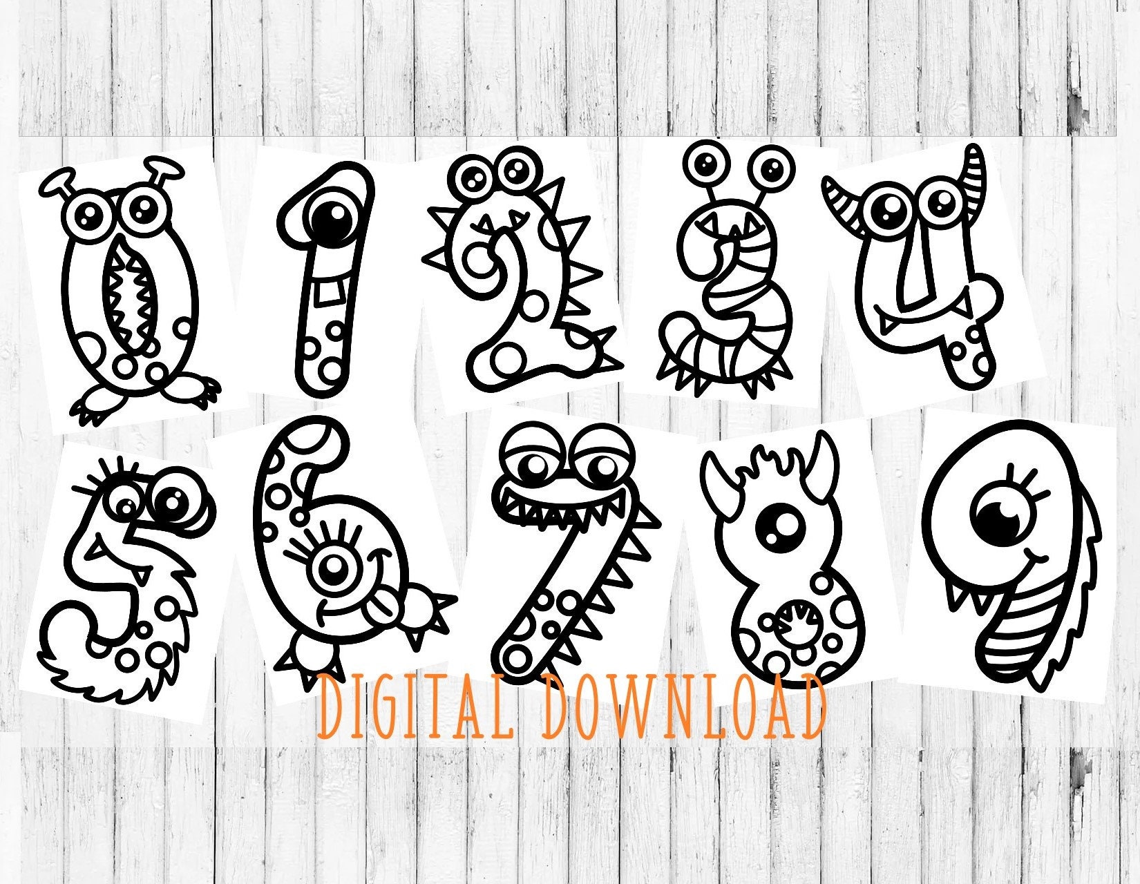 Printable Number Coloring Page-instant Download-monster | Etsy